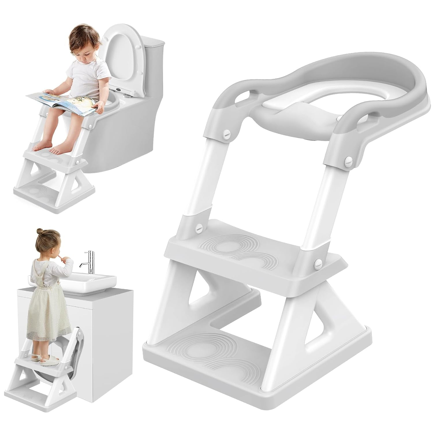 2 In 1 Potty Training Toilet Seat & Toddler Step Stool, Bottom Triangle ...