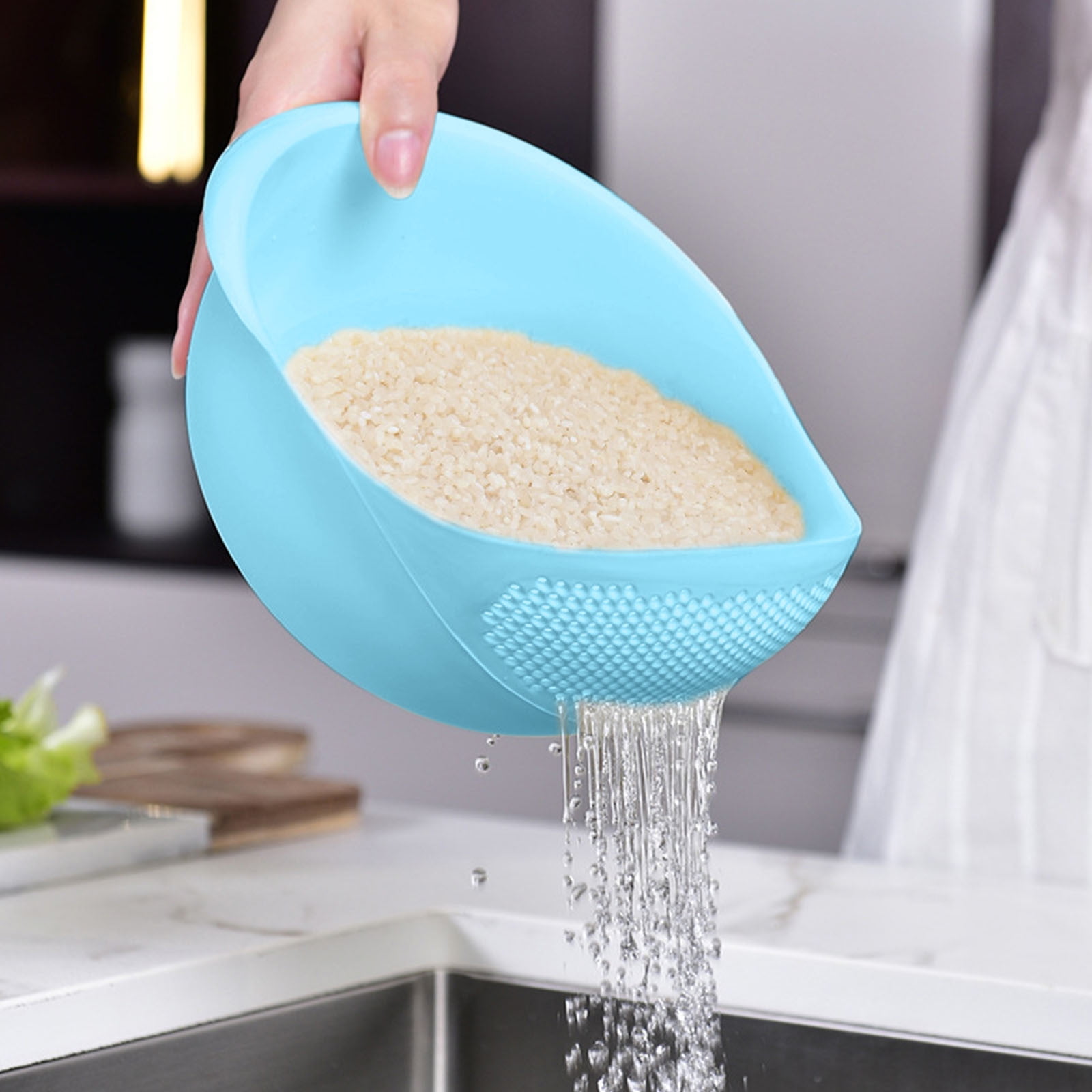 2-In-1 Rice Strainer Plastic Rice Bowl Strainer With Handle Drainer For ...