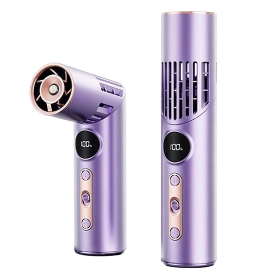 2 In 1 Rotating Fan Portable Handheld With Light Digital Display ...