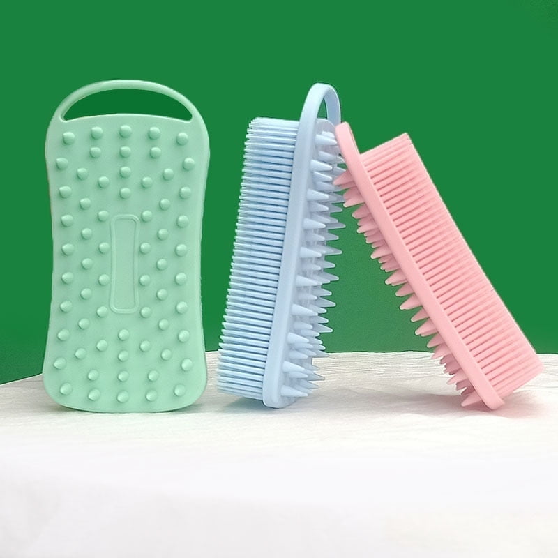2 In 1 Silicone Shower Brush Scrubber Scalp Massager Shampoo Brush ...