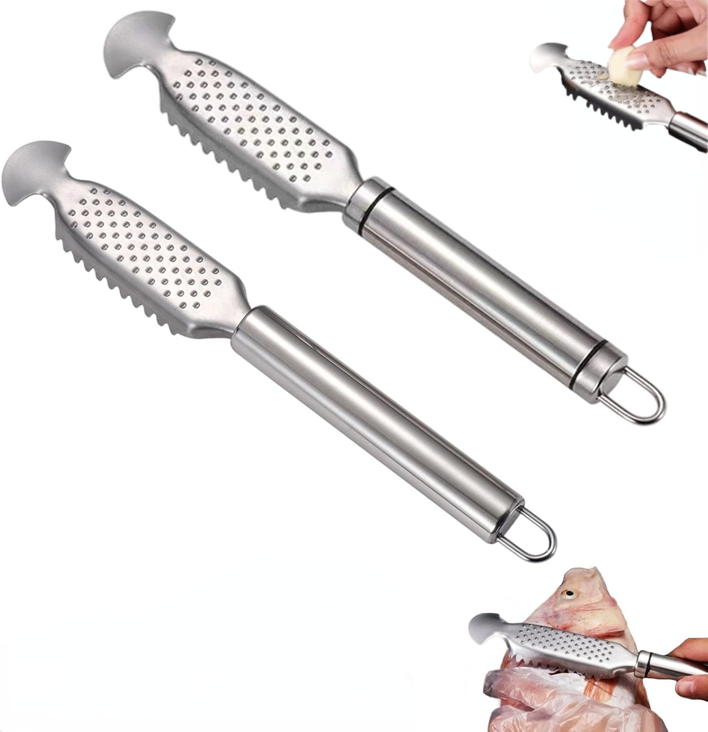 2-In-1 Stainless Steel Fish Scaler + Ginger Grater, Multifunction Fish ...