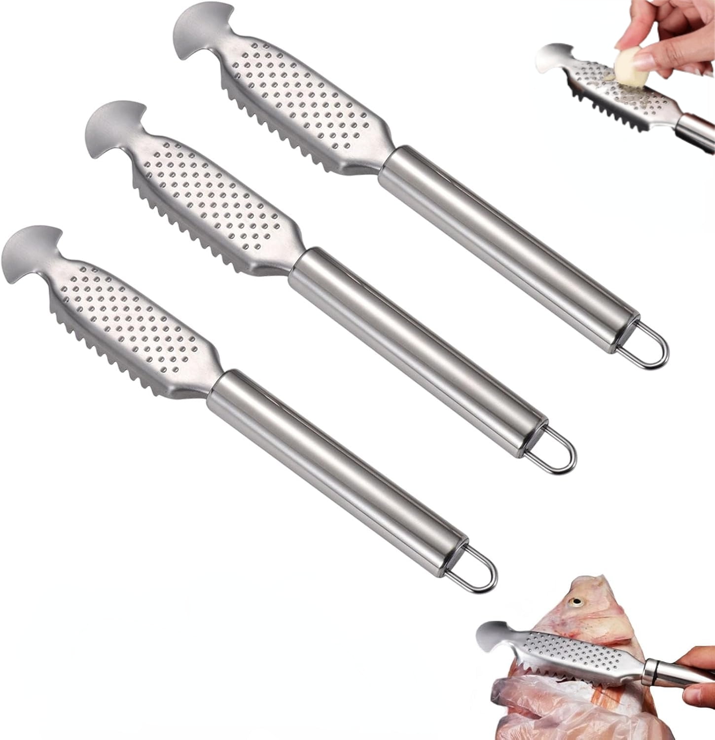 2-In-1 Stainless Steel Fish Scaler + Ginger Grater, Multifunction Fish ...
