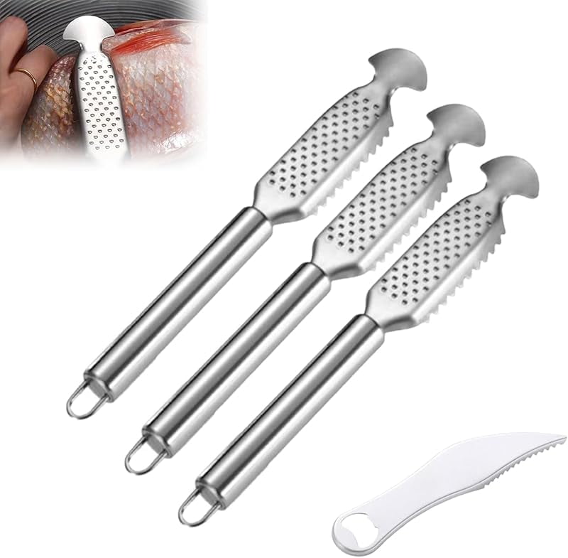 2-In-1 Stainless Steel Fish Scaler + Ginger Grater, Stainless Steel ...