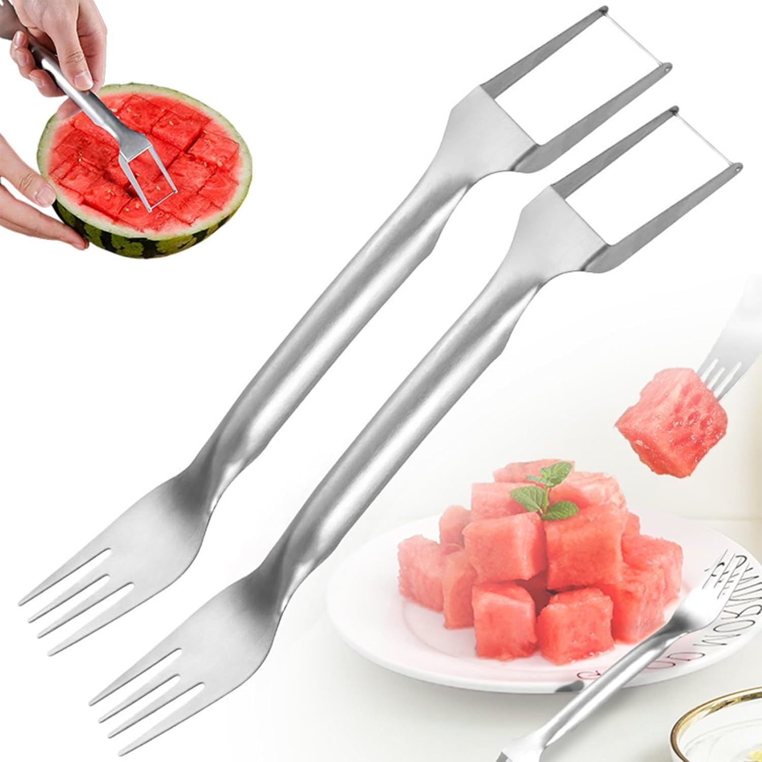 2-In-1 Stainless Steel Fruit Cutter,2025 Upgrade Watermelon Cutter ...