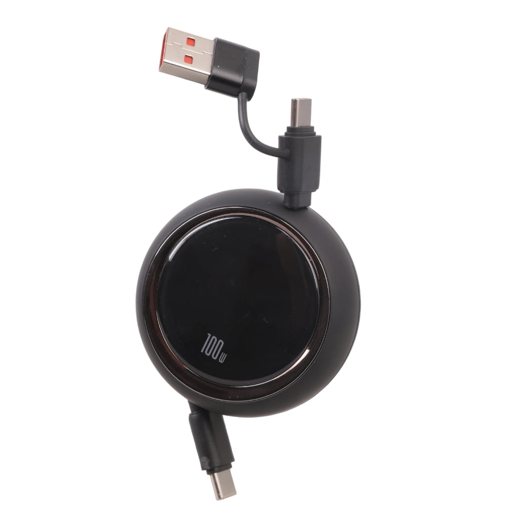 2 In 1 Stretchable USB + Type C To Type C Cable 100W Charging Data Transfer 480Mbps Universals ...