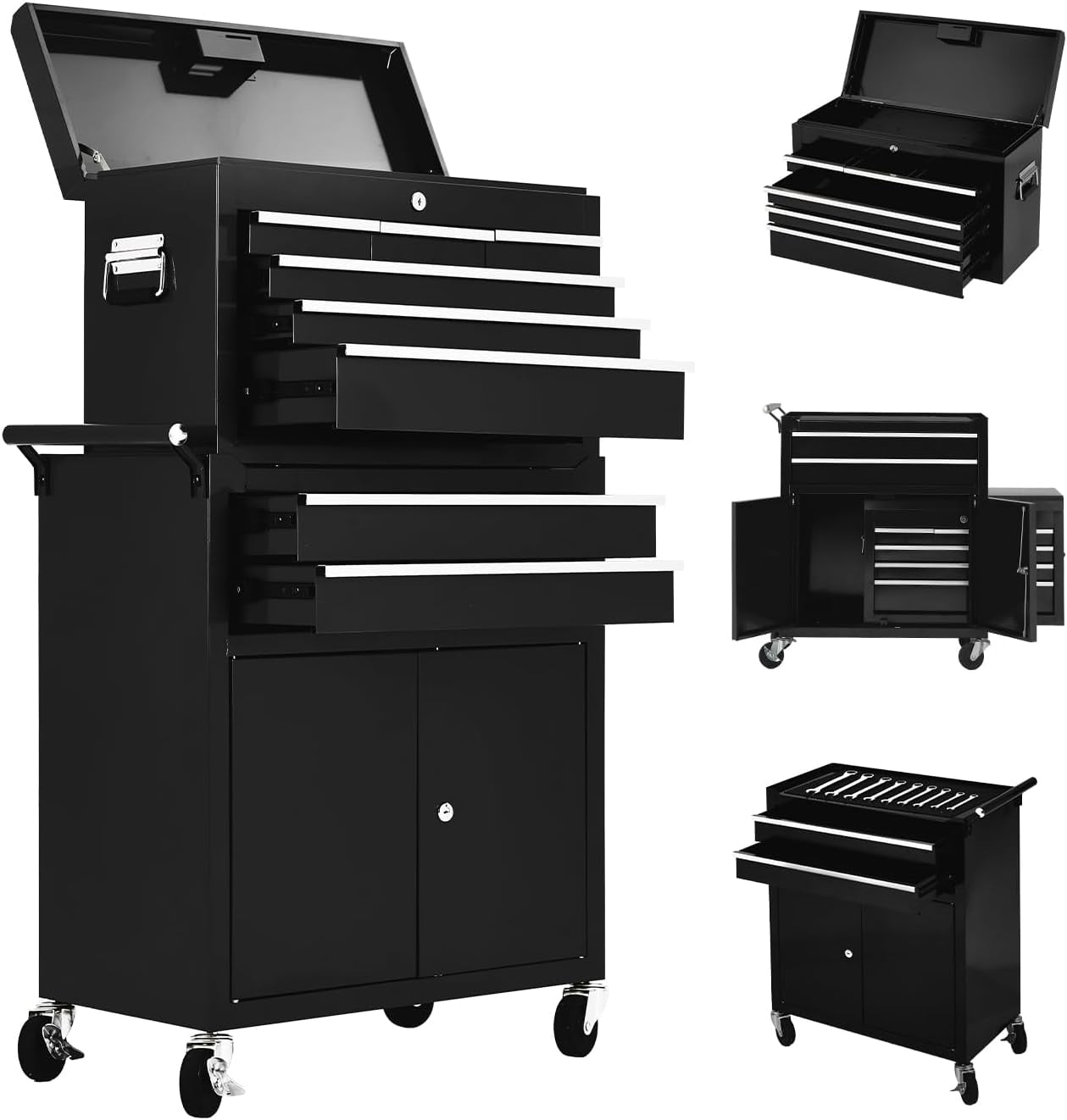 2 In 1 Tool Box with 6 Drawers In Upper Cabinet 2 Drawers In Lower ...