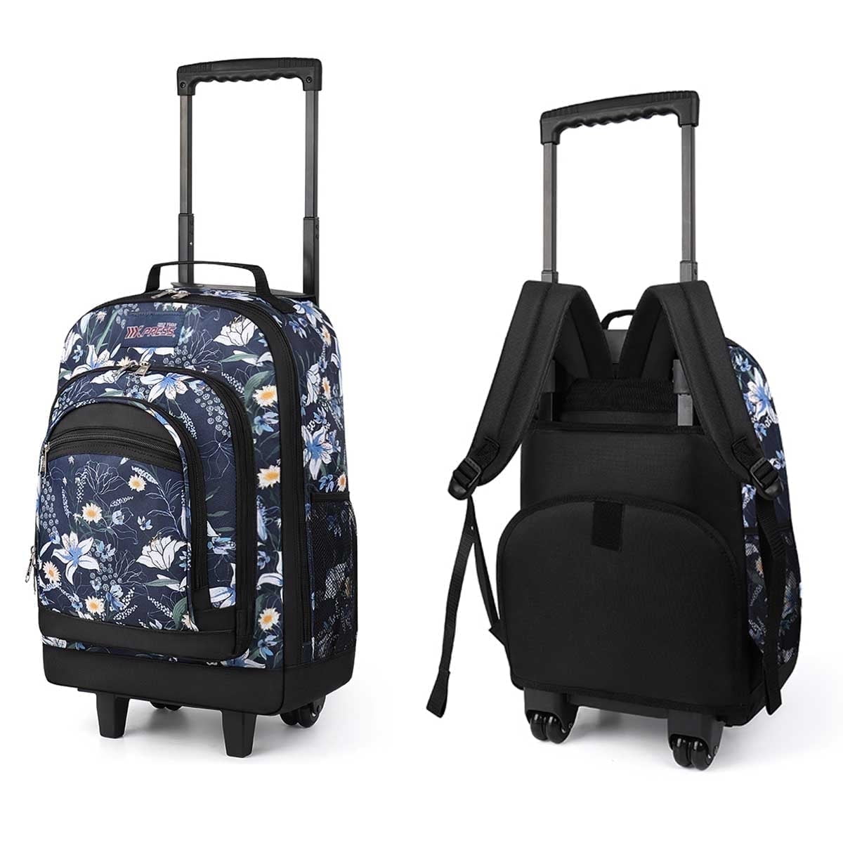 20" Rolling Backpack for Women Men,2 In 1 Carry-On Travel Backpack with ...