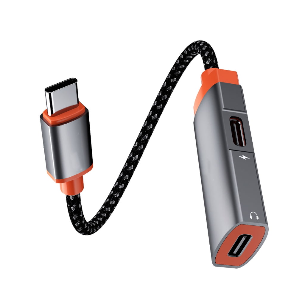 2 In 1 USB C Splitter Type C Male To Double Type C Female Headphone ...