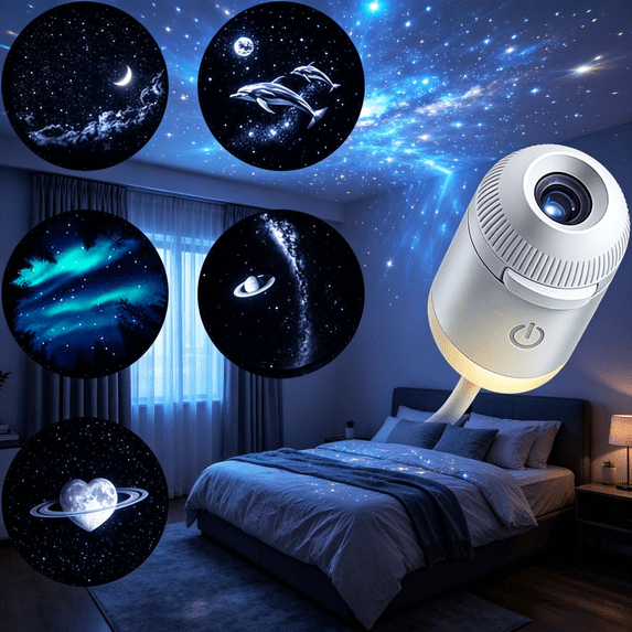 2 In 1 USB Galaxy Projector Lamp featuring 5 Interchangeable Film ...