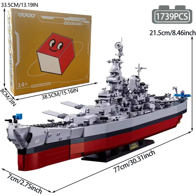 2 In 1 WW2 KMS Bismarck Battleship Building Blocks Military Warships ...