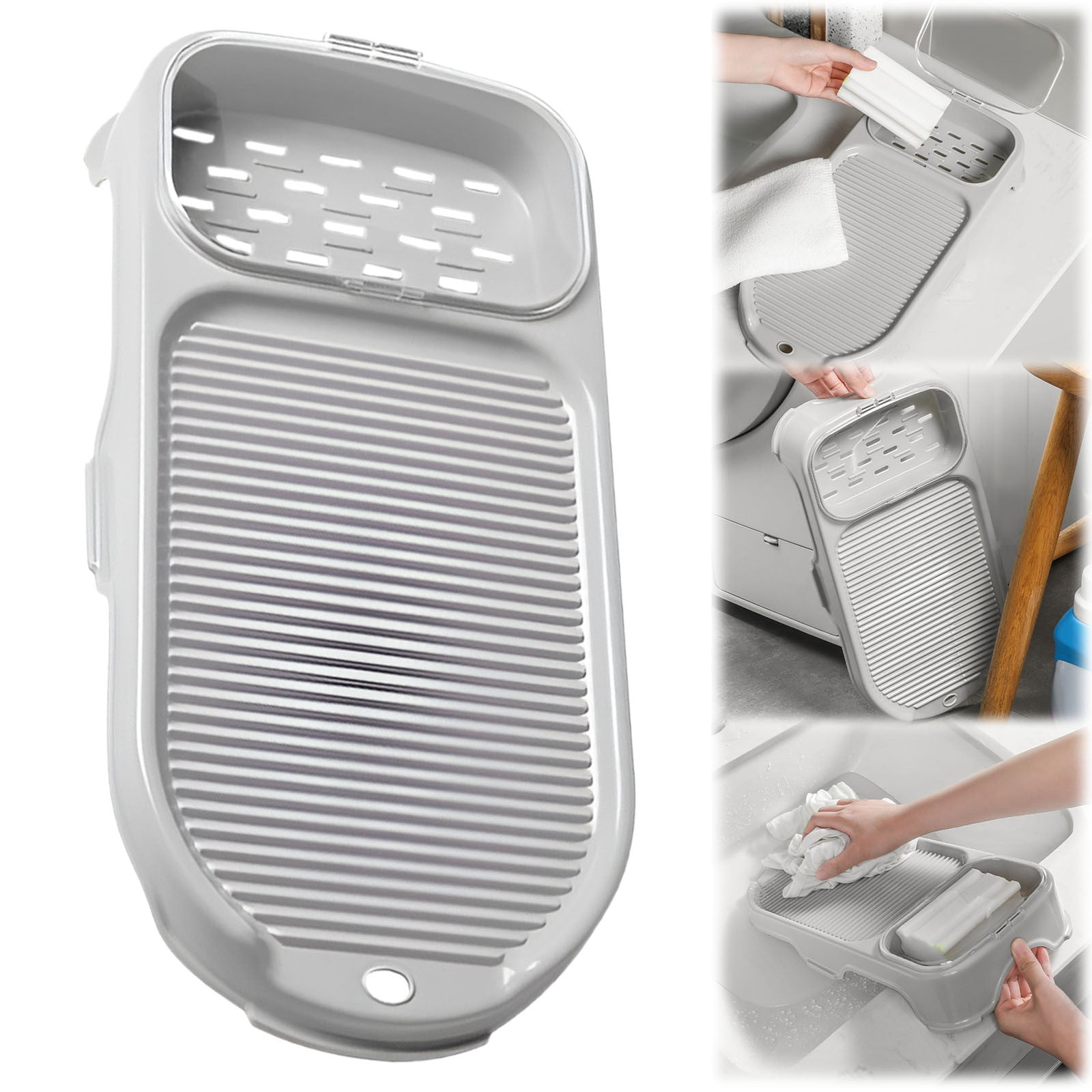 2-In-1 Washboard And Soap Dish With Drainer/ Clothes Compact Hand ...