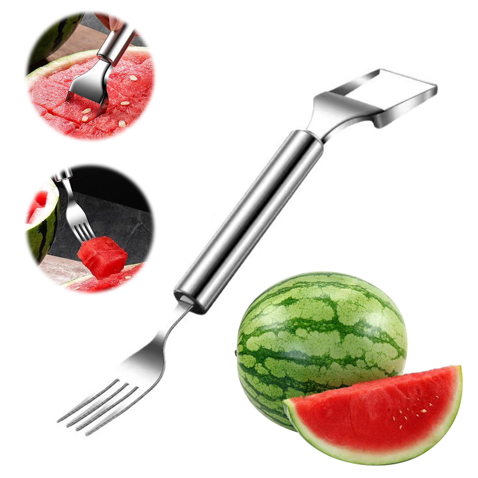 2-In-1 Watermelon Fork Slicer Stainless Steel Fruit Cutter Portable ...