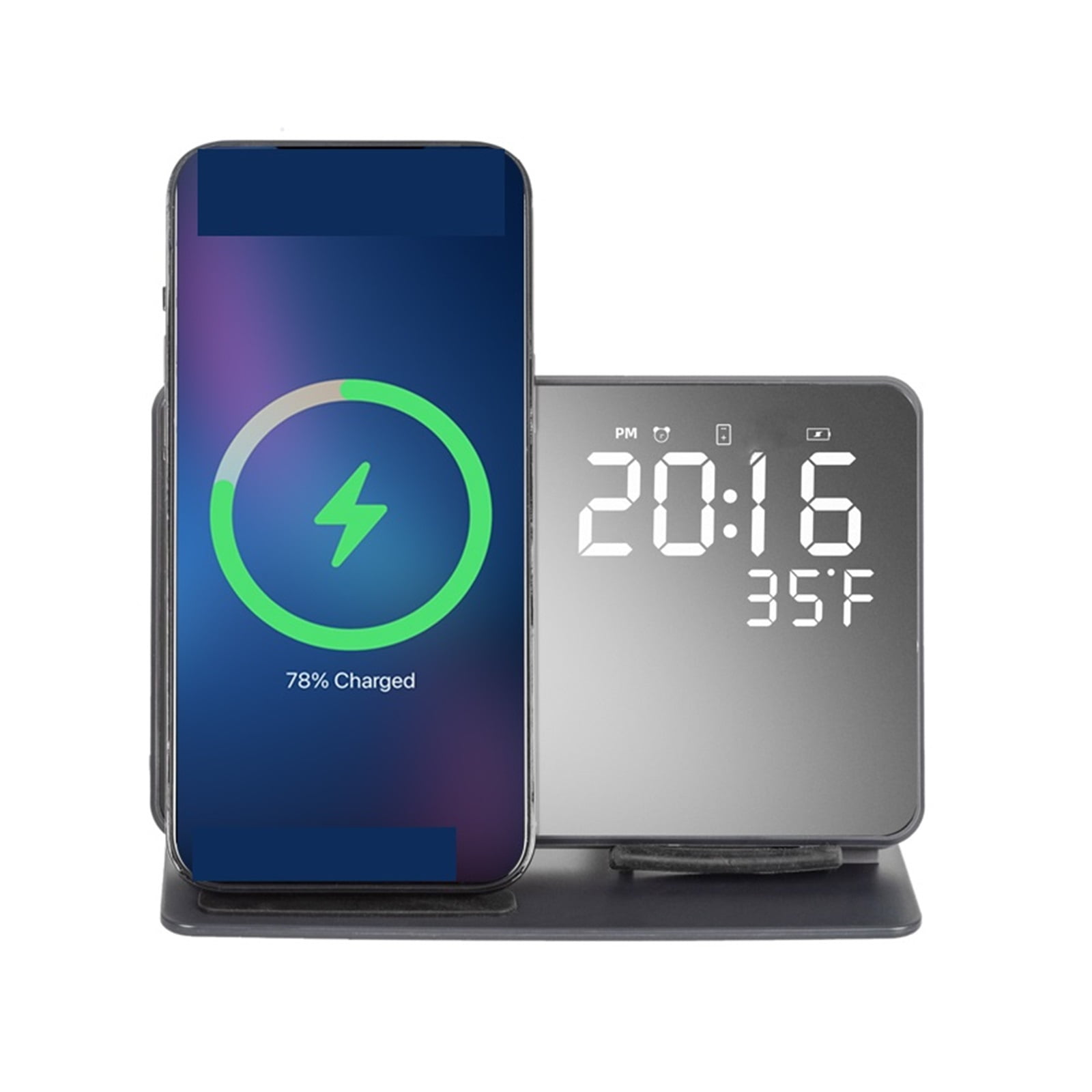 2 In 1 Wireless Charging Time Display Alarm Clock Clock 15W Thermometer ...