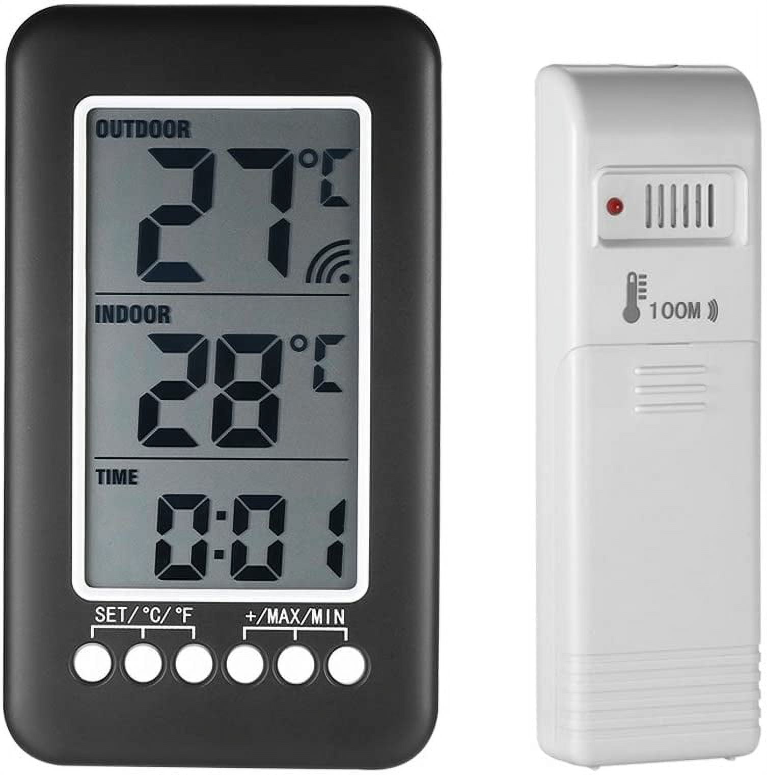 2 In 1 Wireless Digital Indoor/Outdoor Lcd Temperature Clock ℃/℉ With ...