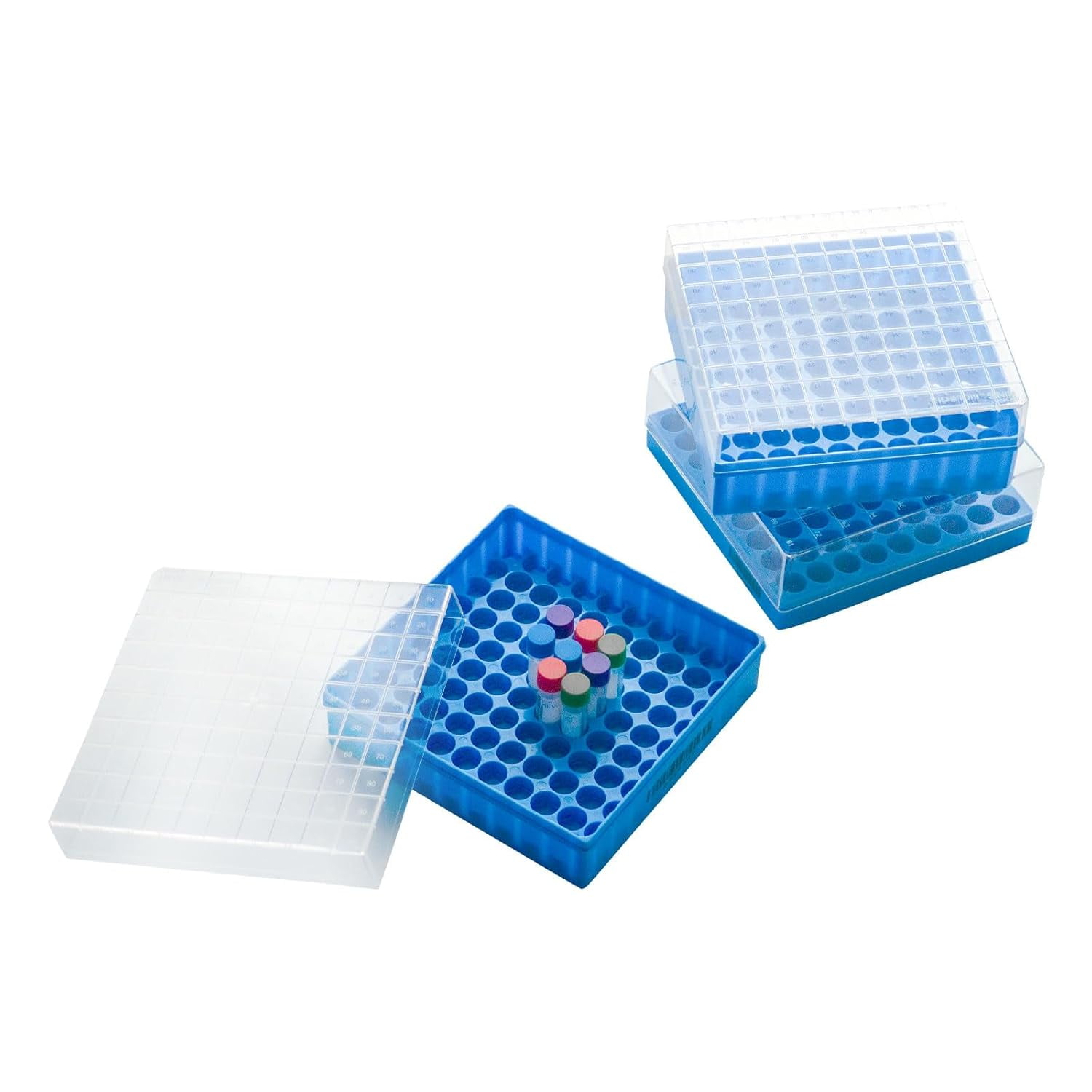 2 In 100-Well PC Freezer Lab Boxes, Cryo Storage Boxes for Lab Tube Storage, Blue Cryo Boxes, 6 ...