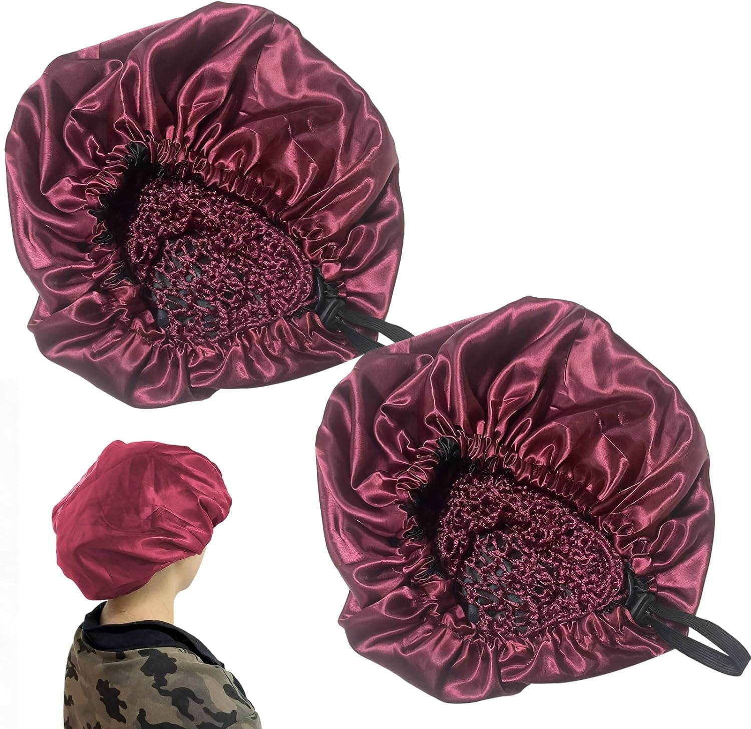 2 In1 Wrap Cap Bonnet Reversible, Double Adjustable Layered Nettie Band ...