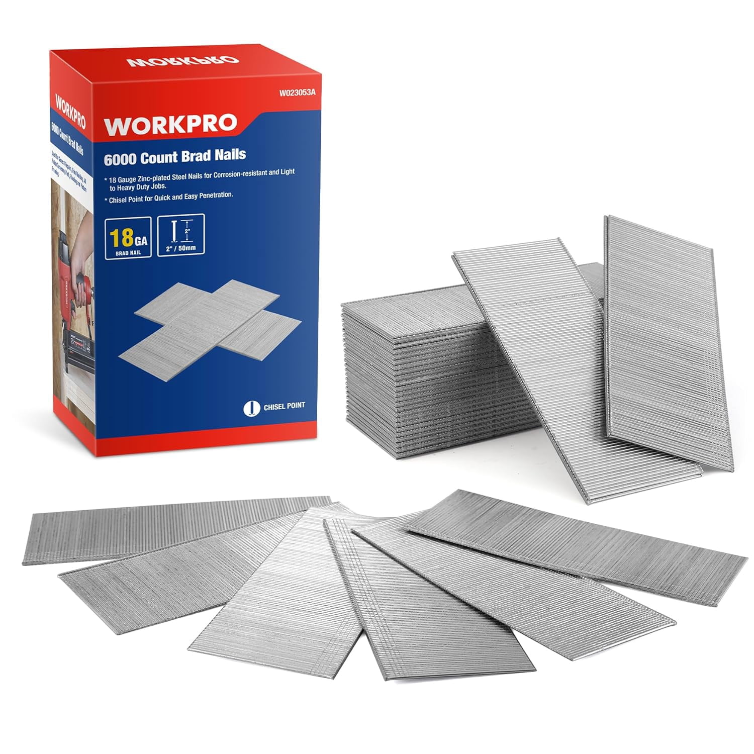 2-Inch 18 Gauge Brad Nails, 6000 Count Universal Brad Nails for ...