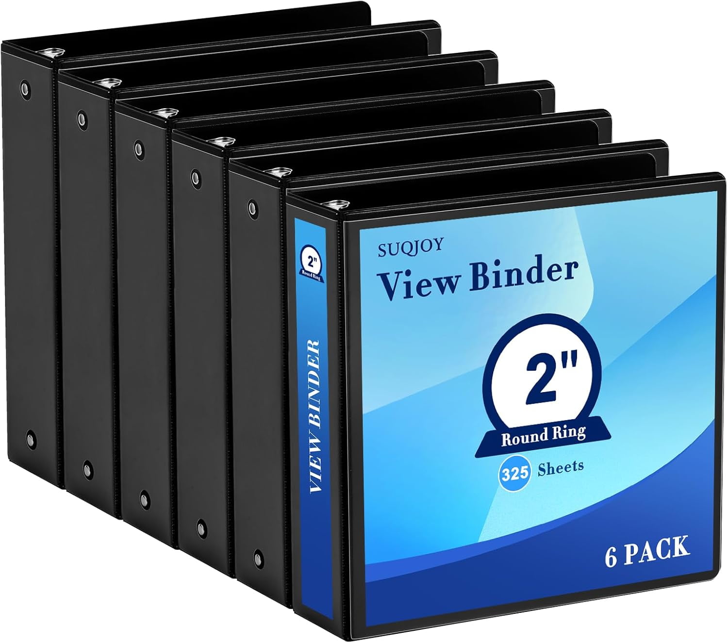 2 Inch 3-Ring Binder, 2" Round Ring Binder with 2 Inside Pockets, 6 ...