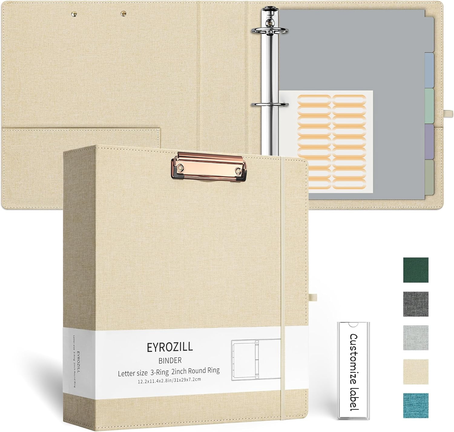 2 Inch 3 Ring Binder for Letter Size (11" X 8.5"), Includes 5 Tab ...