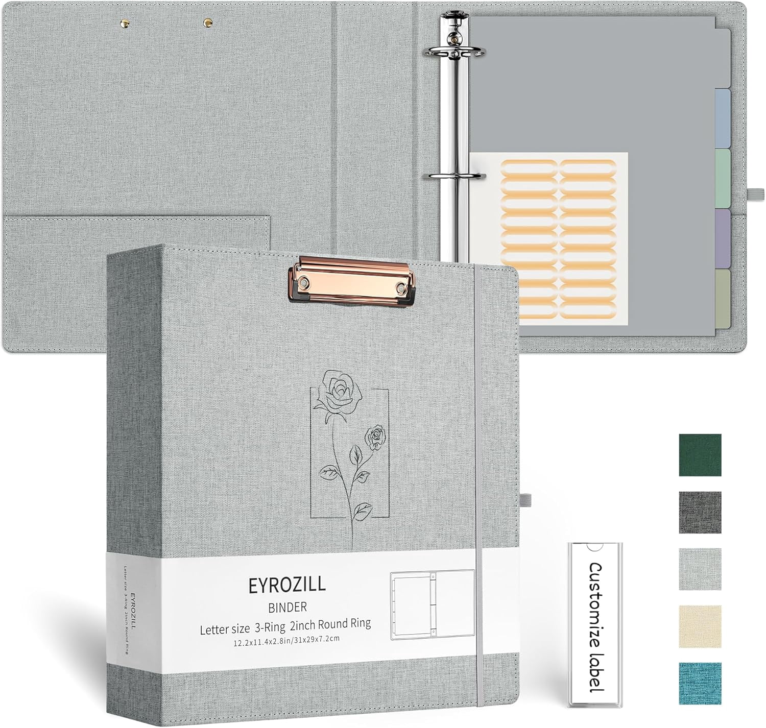 2 Inch 3 Ring Binder for Letter Size (11" X 8.5") with 5 Tab Dividers ...