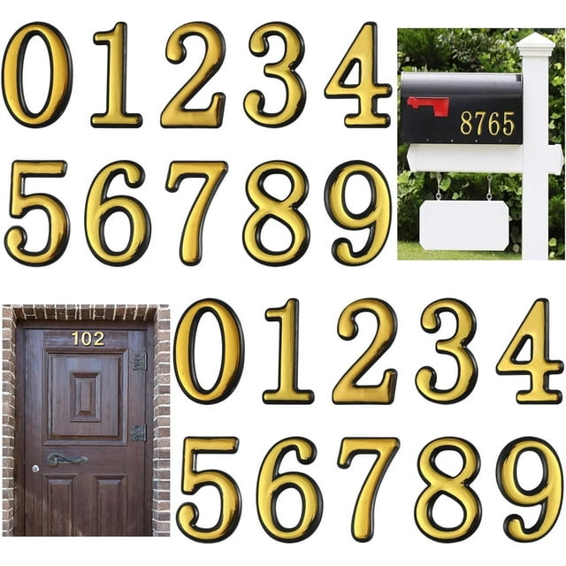 2 Inch 3D Mailbox Numbers for Outside,Tutuviw 0-9 Gold House Numbers ...