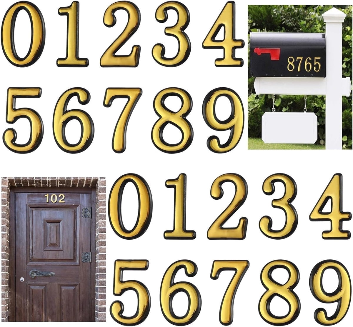 Tutuviw, 3D Mailbox Numbers, 2 Inch, Self-Adhesive Gold House Numbers ...