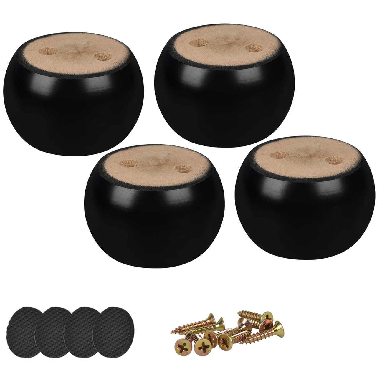 2 Inch / 5cm Solid Wood Furniture Legs, Btowin VCF 4Pcs Black Modern ...
