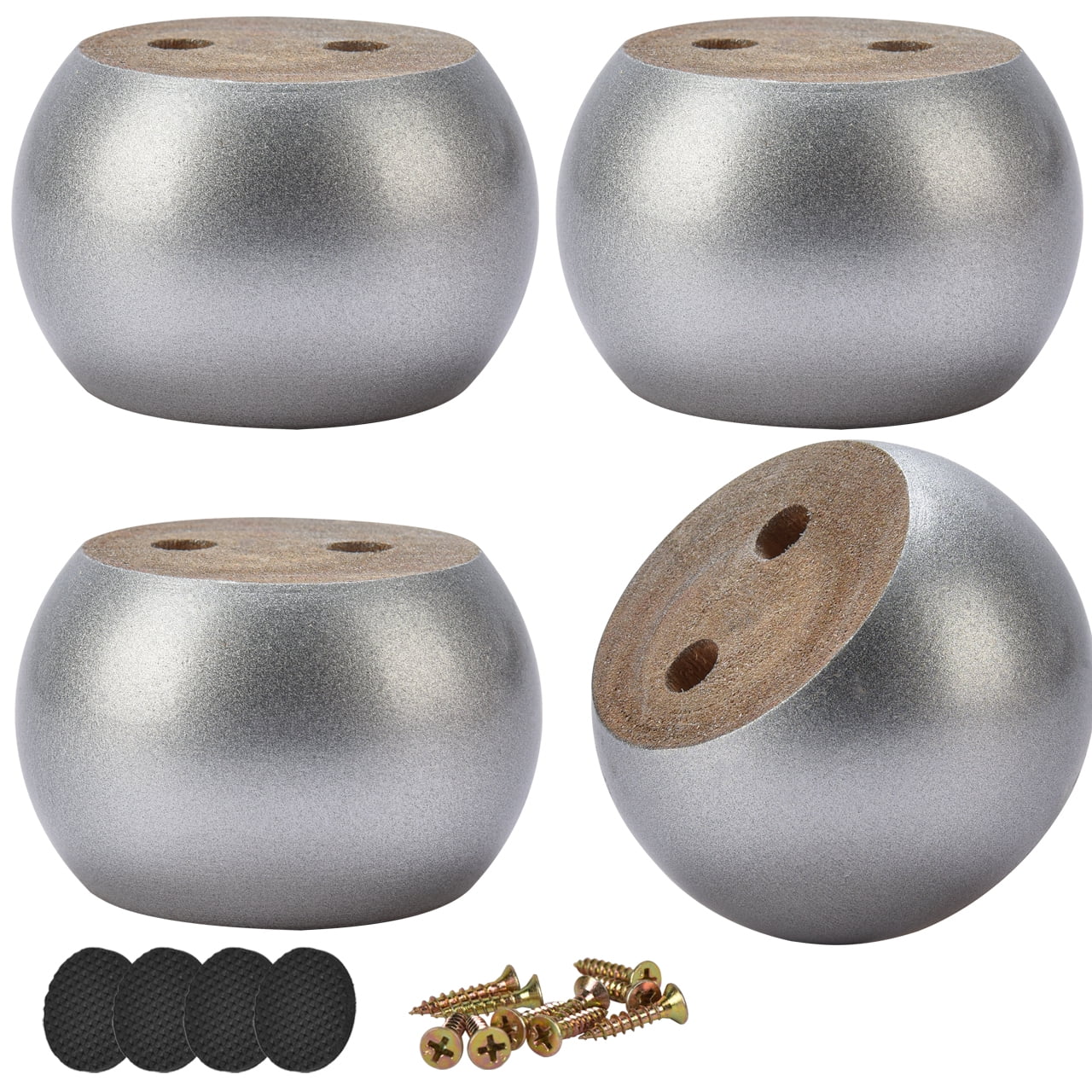 2 Inch / 5cm Solid Wood Furniture Legs, Btowin VCF 4Pcs Sliver Modern ...