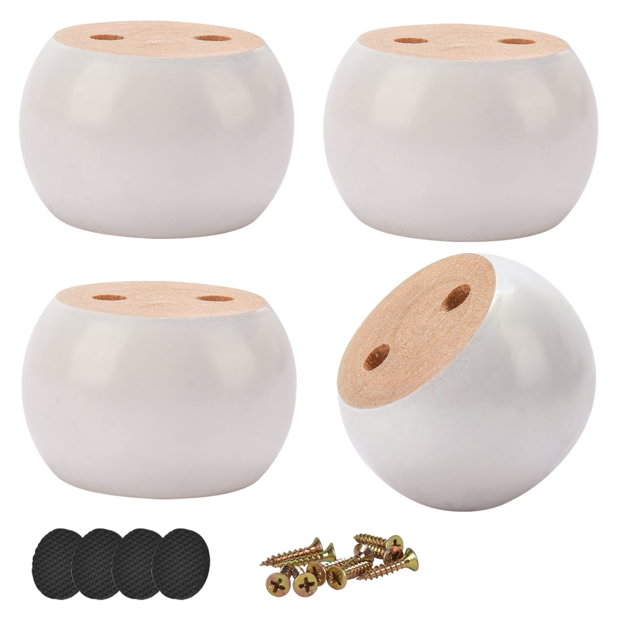 2 Inch / 5cm Solid Wood Furniture Legs, Btowin VCF 4Pcs White Modern ...