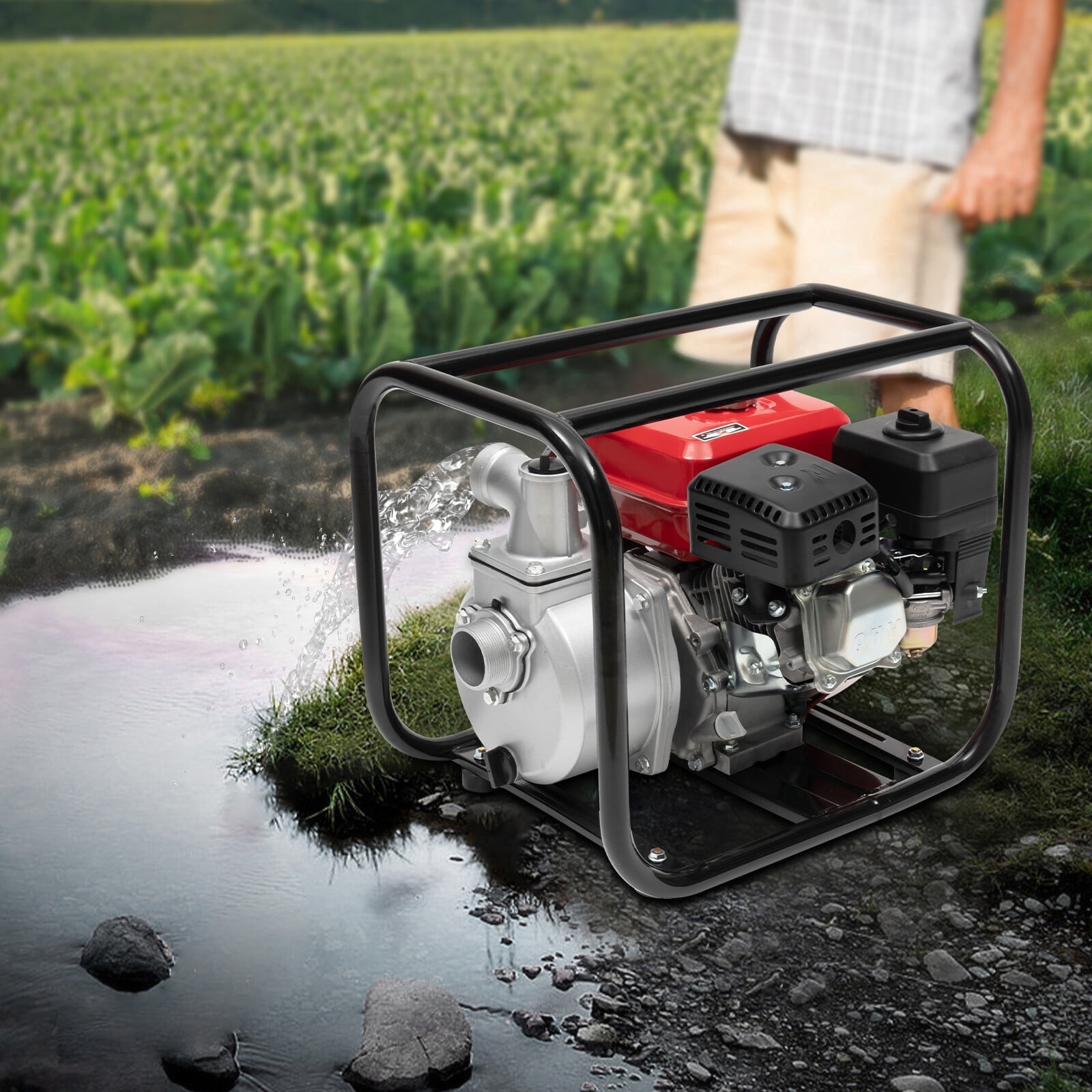 2 Inch 7.5HP Gas Water Pump with 24.61ft Hose, 4-Stroke 212CC Portable ...