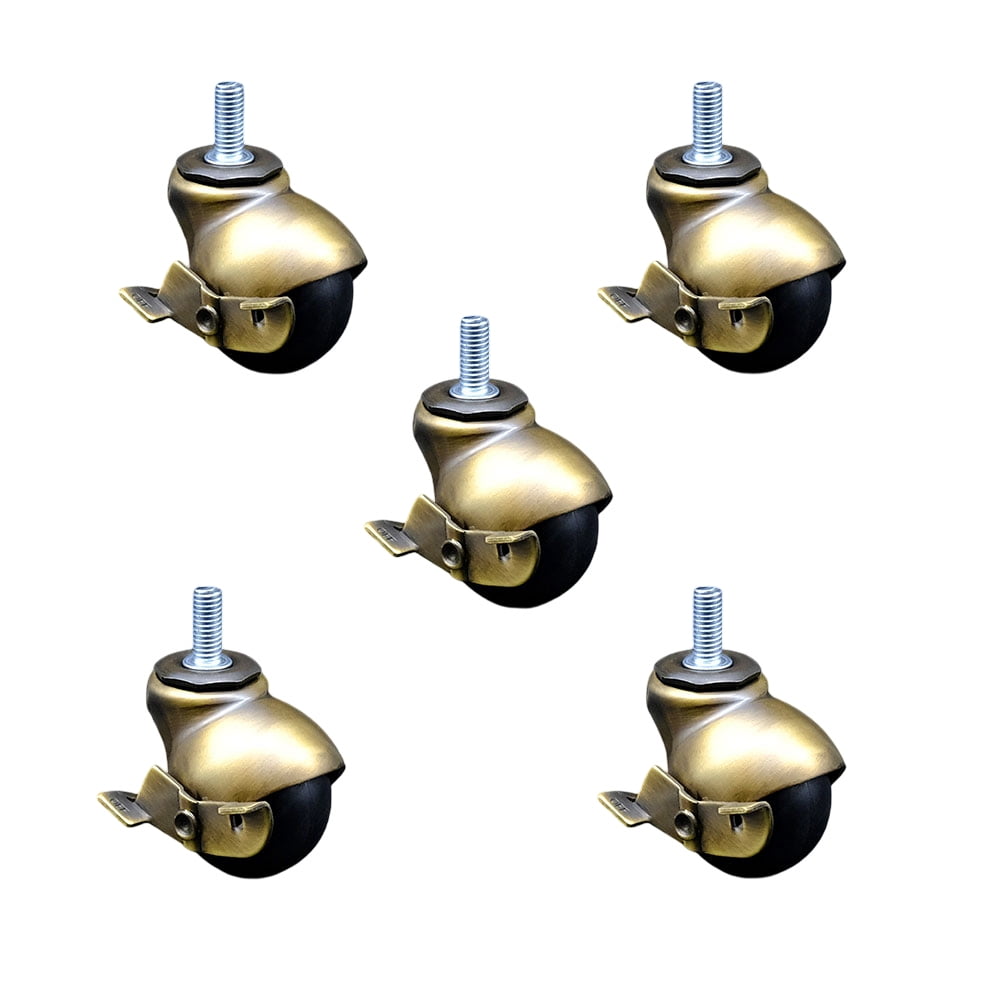 2 Inch Antique Brass Hooded 5/16 Inch Threaded Stem Ball Caster with ...