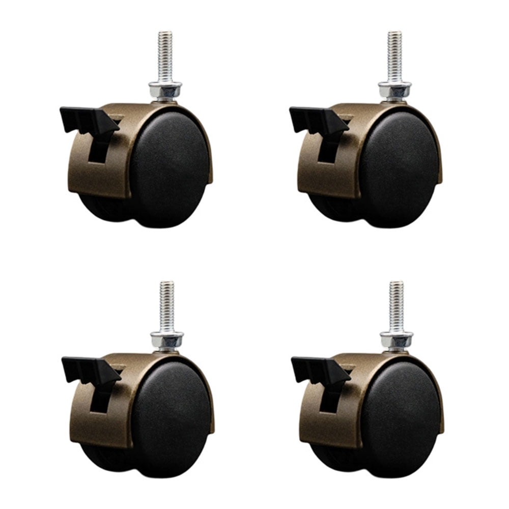 2 Inch Antique Metal Hood Twin Caster Locking Nylon Wheel 5/16 Thread ...