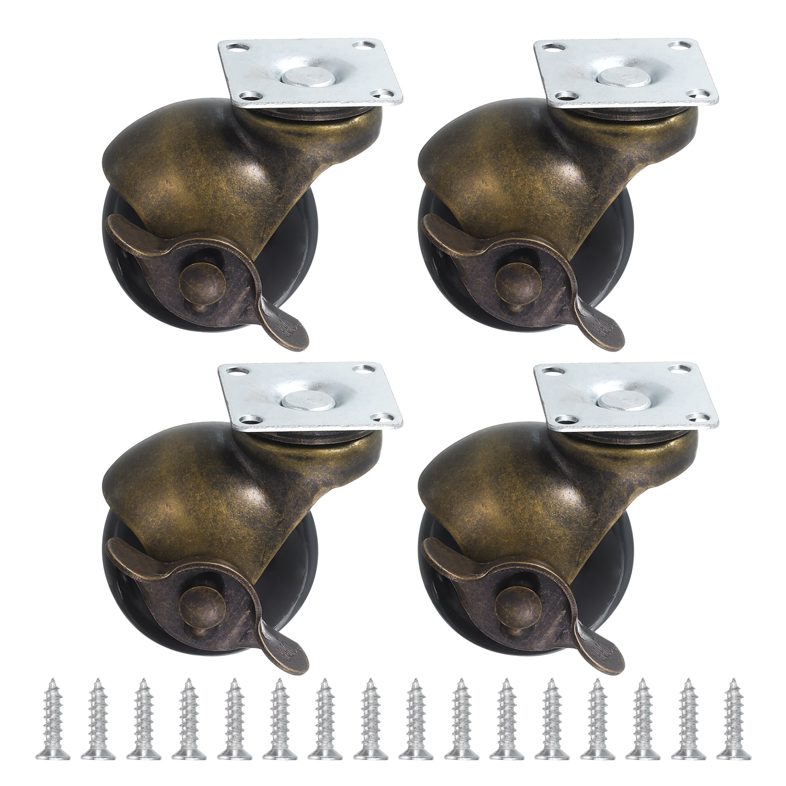 2 Inch Ball Caster Wheels with Brake, 4 Pack Furniture Casters, Bronze ...
