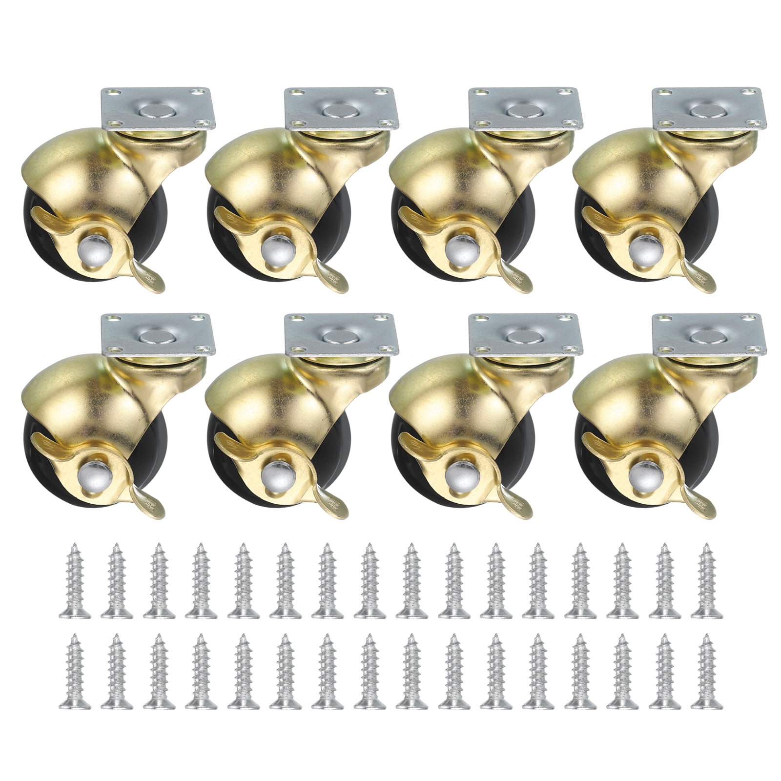 2 Inch Ball Caster Wheels with Brake, 8 Pack Furniture Casters, Gold ...