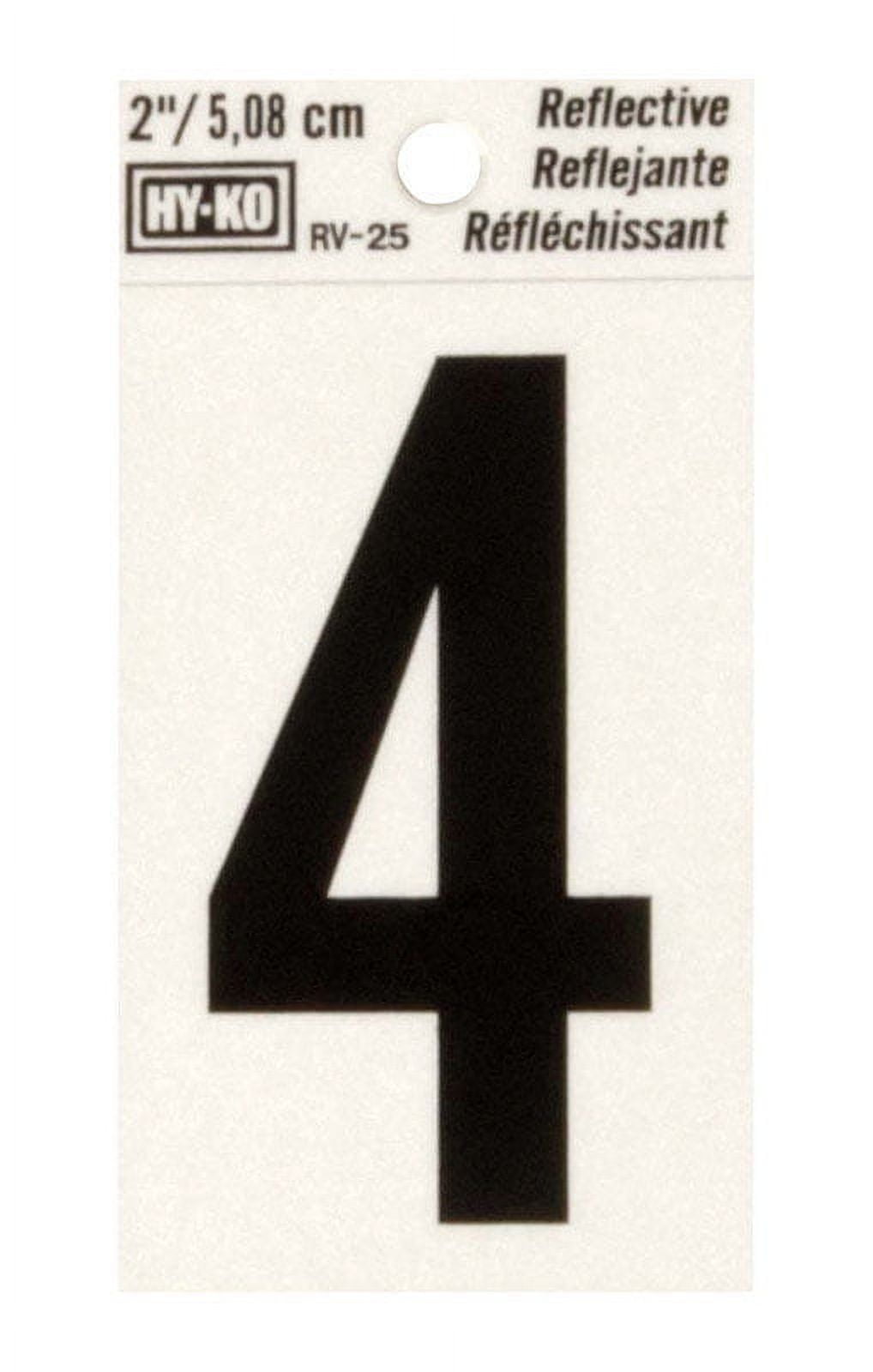 2-Inch Black Adhesive Reflective Vinyl Number 4 - Pack of 10 - Walmart.com