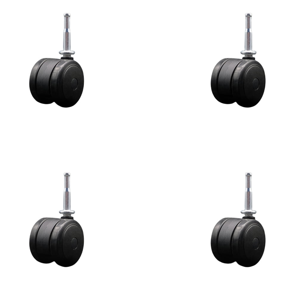 2 Inch Black Floor Safe Twin Wheel Casters 5/16 Grip Neck Stem Set of 4 ...
