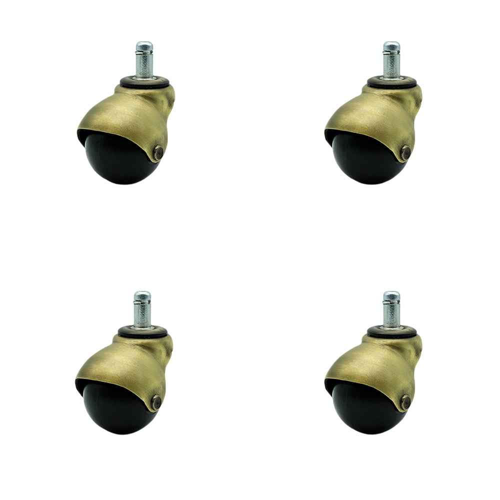 2 Inch Bright Brass Hooded Grip Ring Ball Casters Set of 4 Service ...