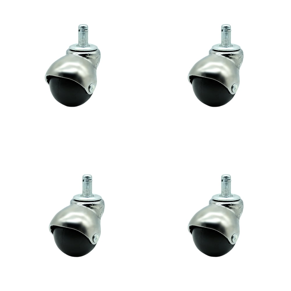 2 Inch Bright Chrome Hooded Grip Ring Ball Casters Set of 4 Service ...