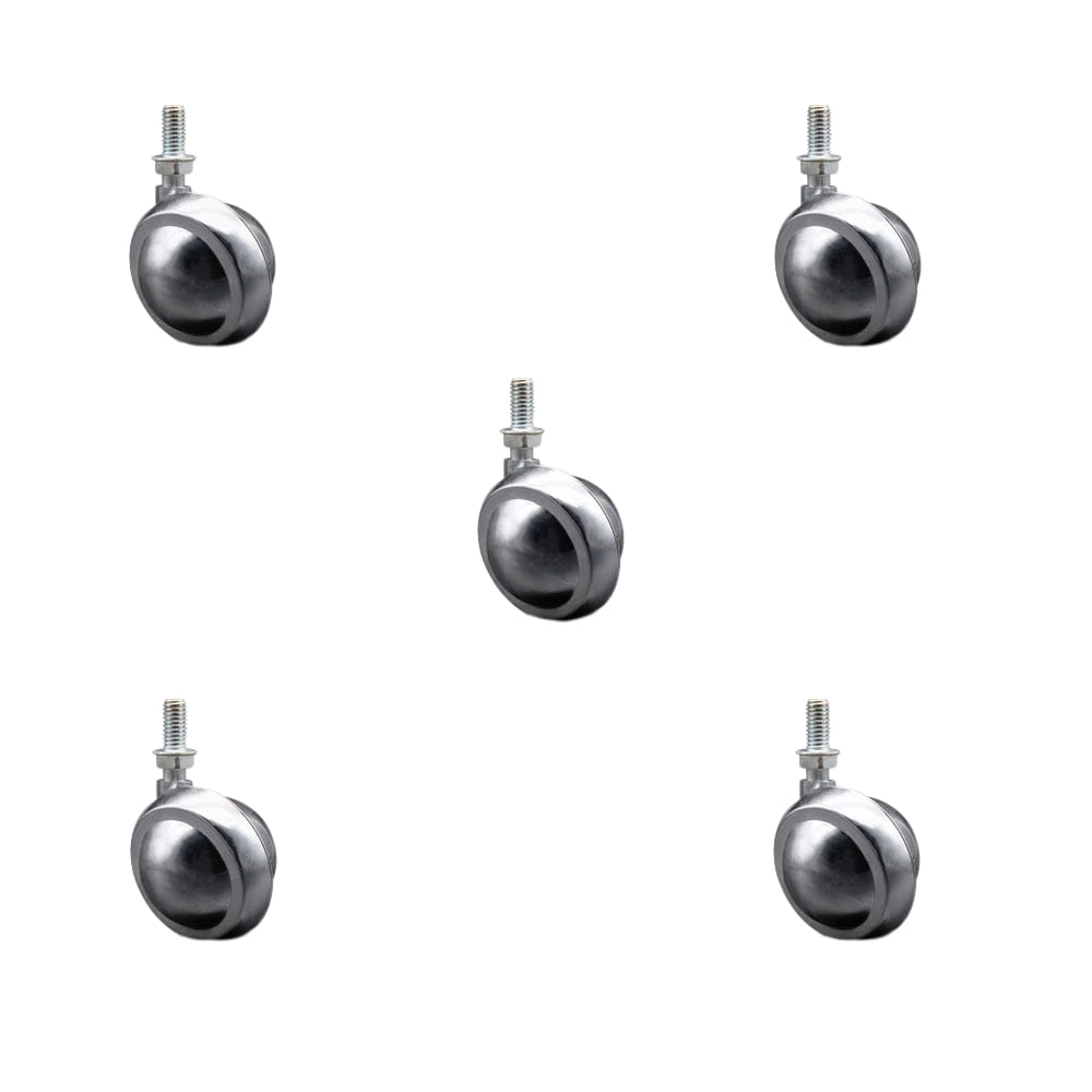 2 Inch Bright Chrome Metal Ball Caster – 3/8 Inch Threaded Stem – Set ...