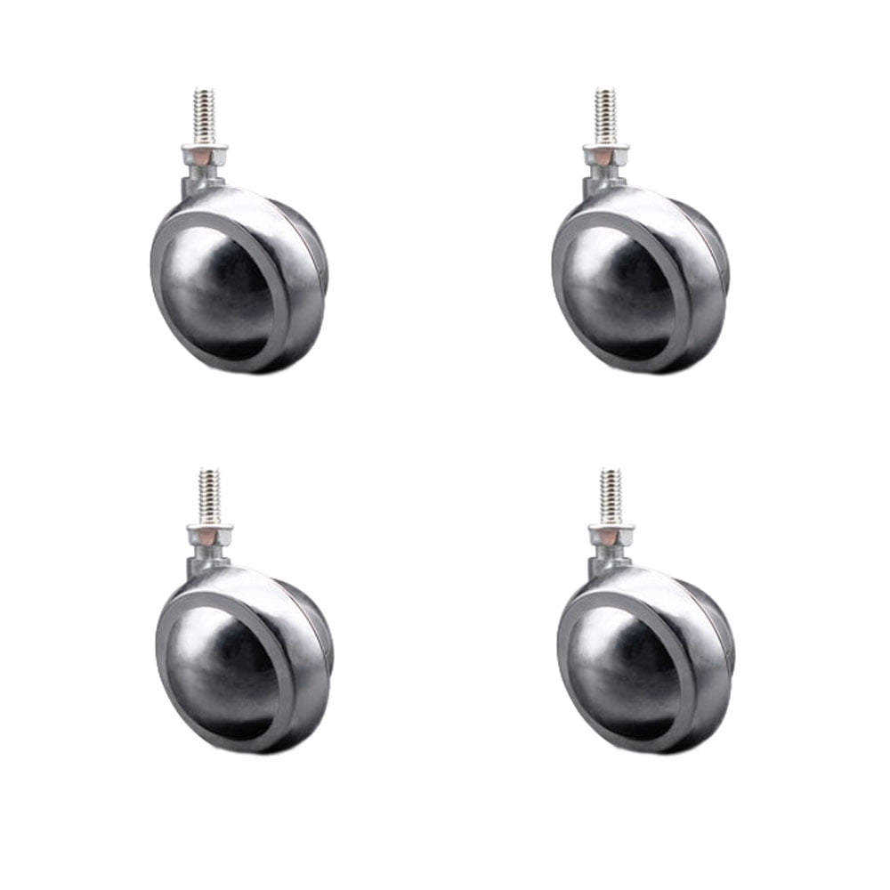 2 Inch Bright Chrome Metal Ball Caster – 5/16 Inch Threaded Stem – Set ...