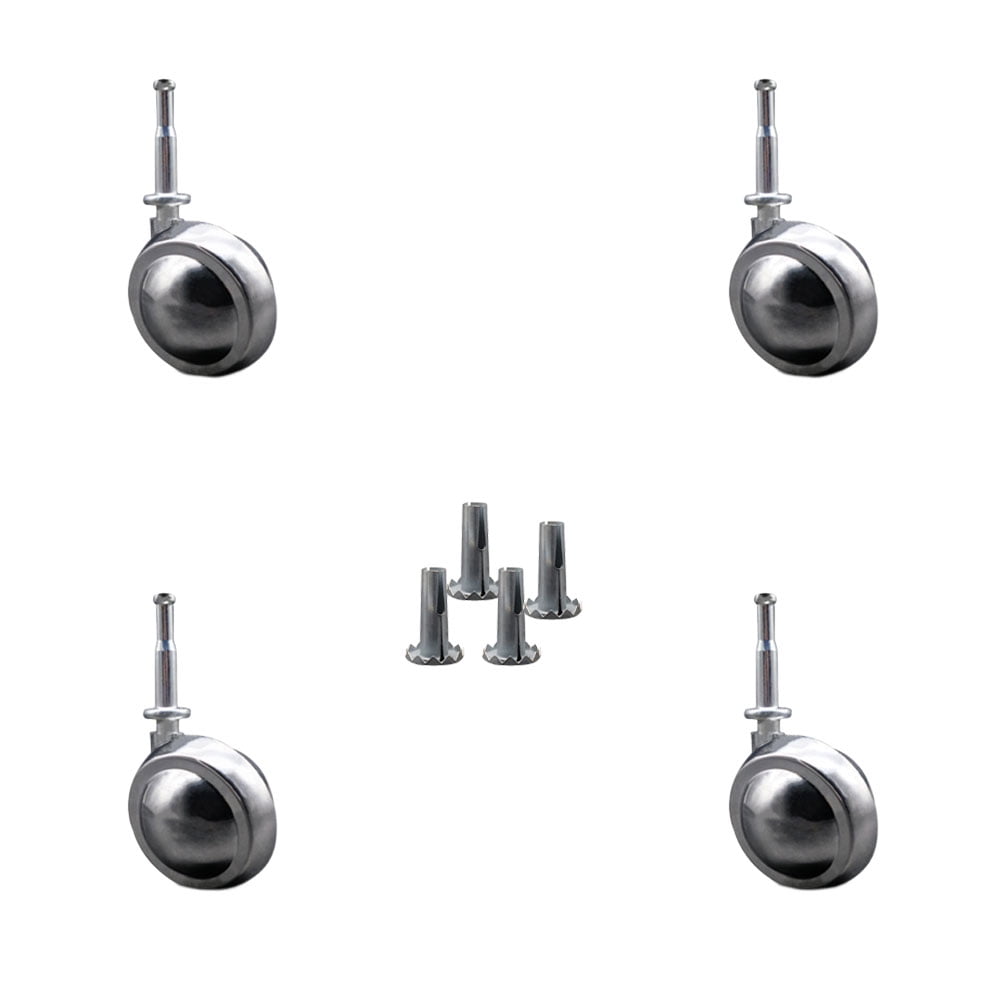 2 Inch Bright Chrome Metal Ball Caster – Grip Neck Stem – Set of 4 ...