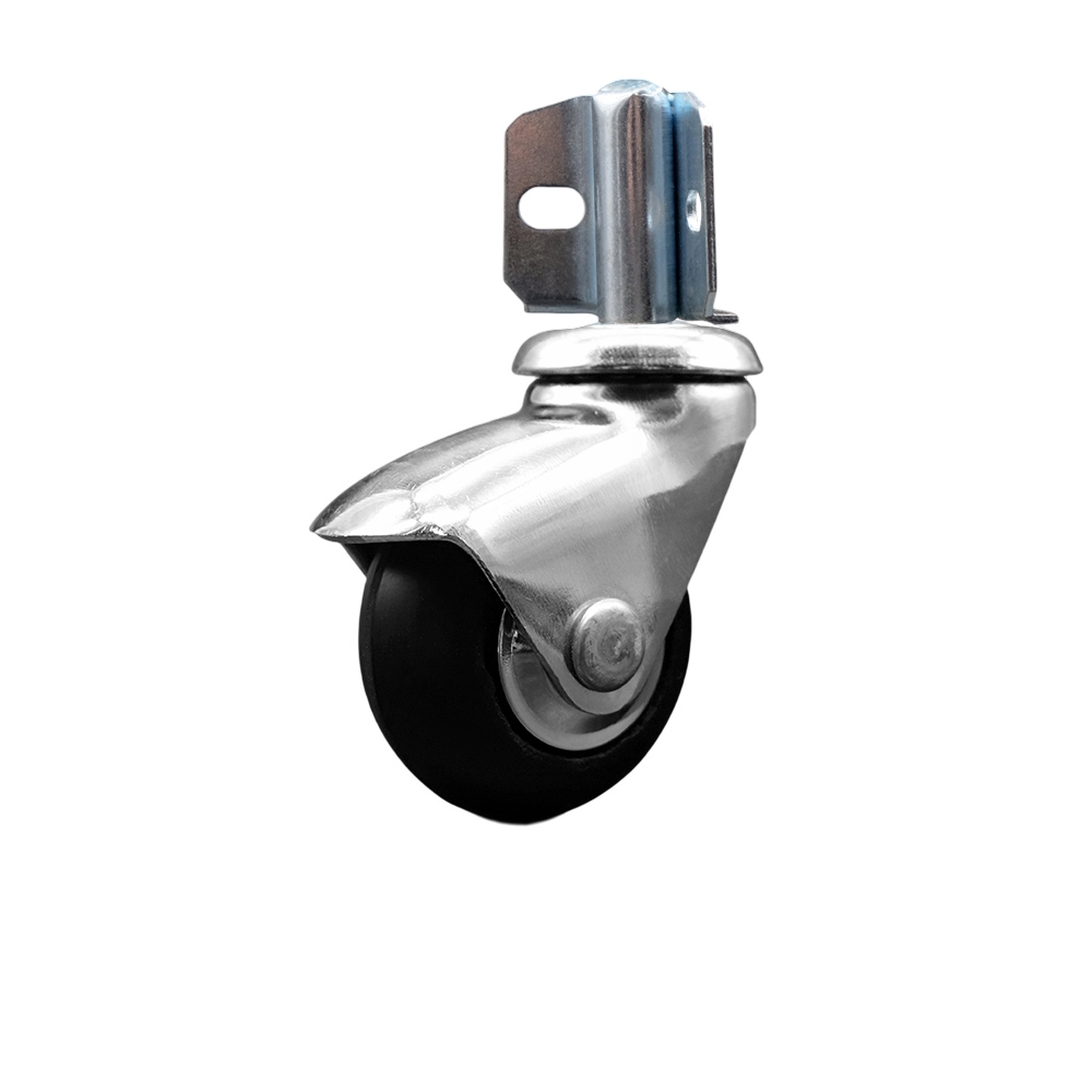 2 Inch Bright Chrome Neoprene Rubber Caster – Corner Mount Bracket ...
