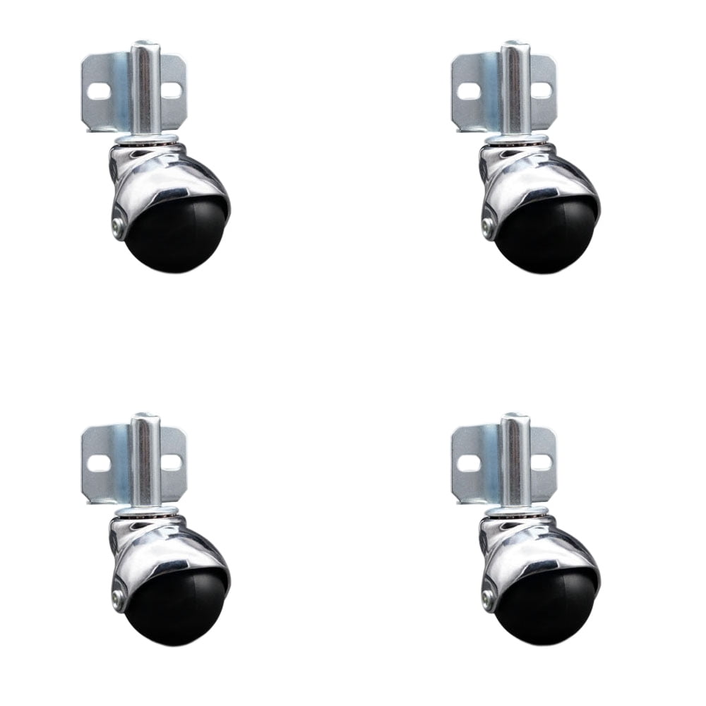 2 Inch Bright Chrome Polyolefin Ball Caster– Side Mount Bracket – Set ...