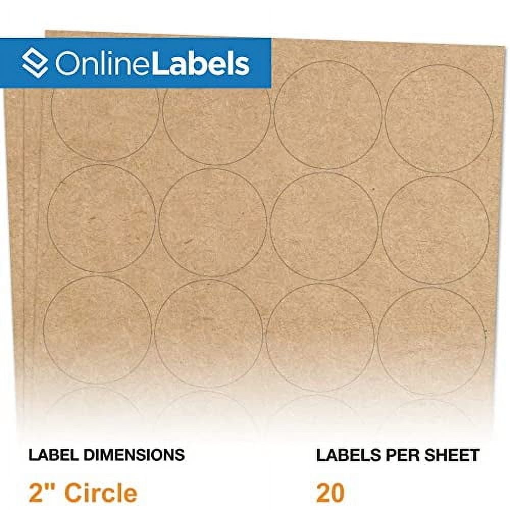 2 Inch Brown Kraft Round Labels - Pack of 2,000 Circle Stickers, 100 ...