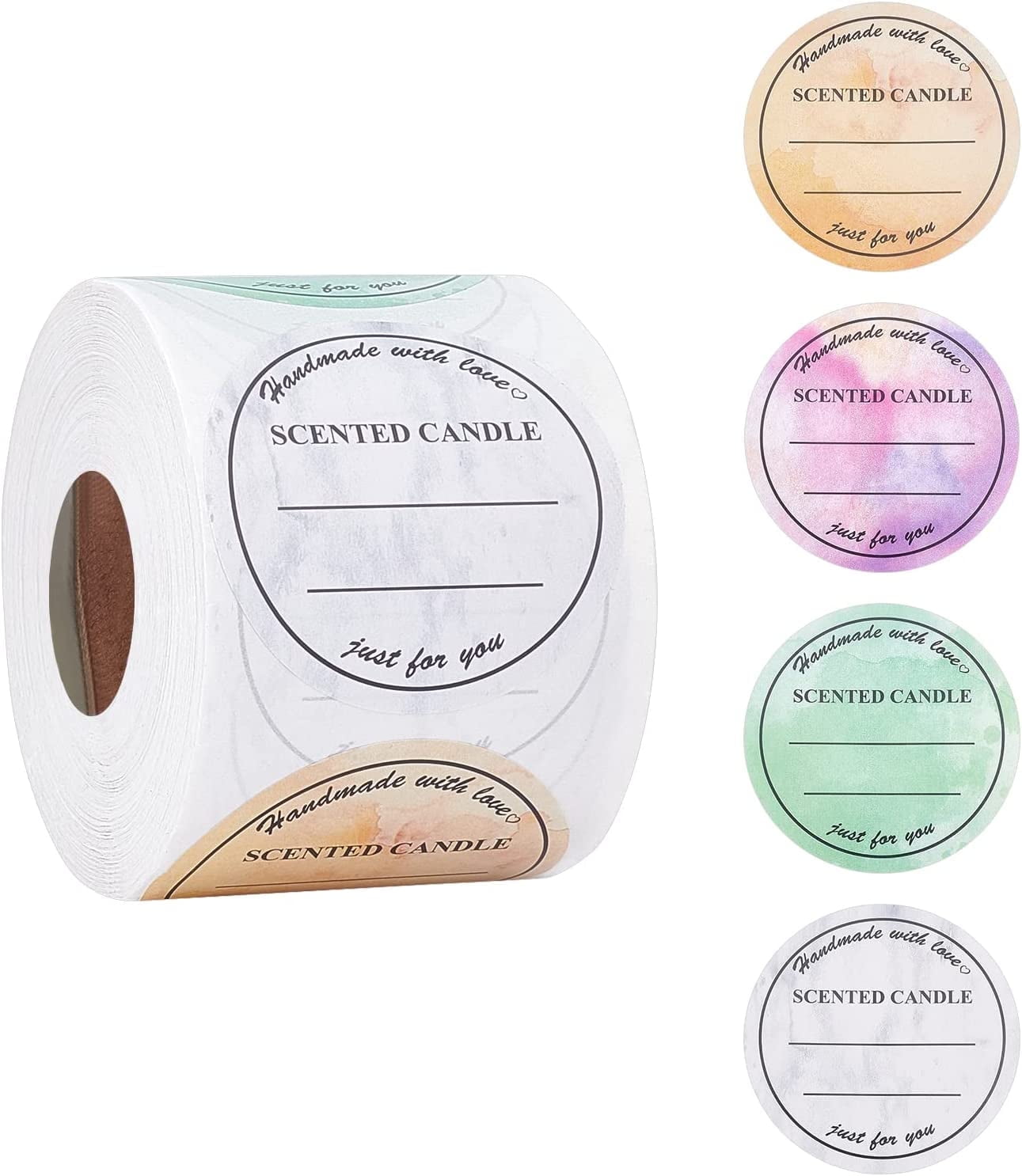 500pcs 2 Inch Waterproof Scented Candle Stickers, 4 Colors Handmade ...