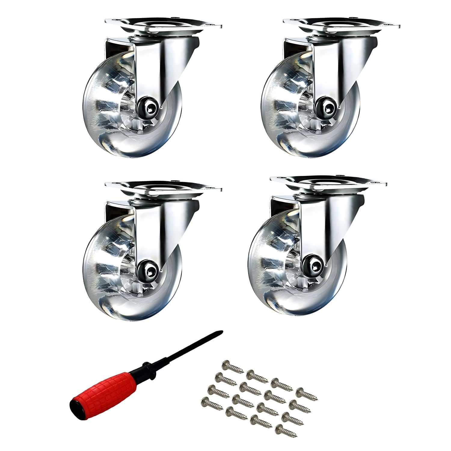 2 Inch Clear Heavy Duty Swivel Rubber Caster Wheels with 360 Degree ...
