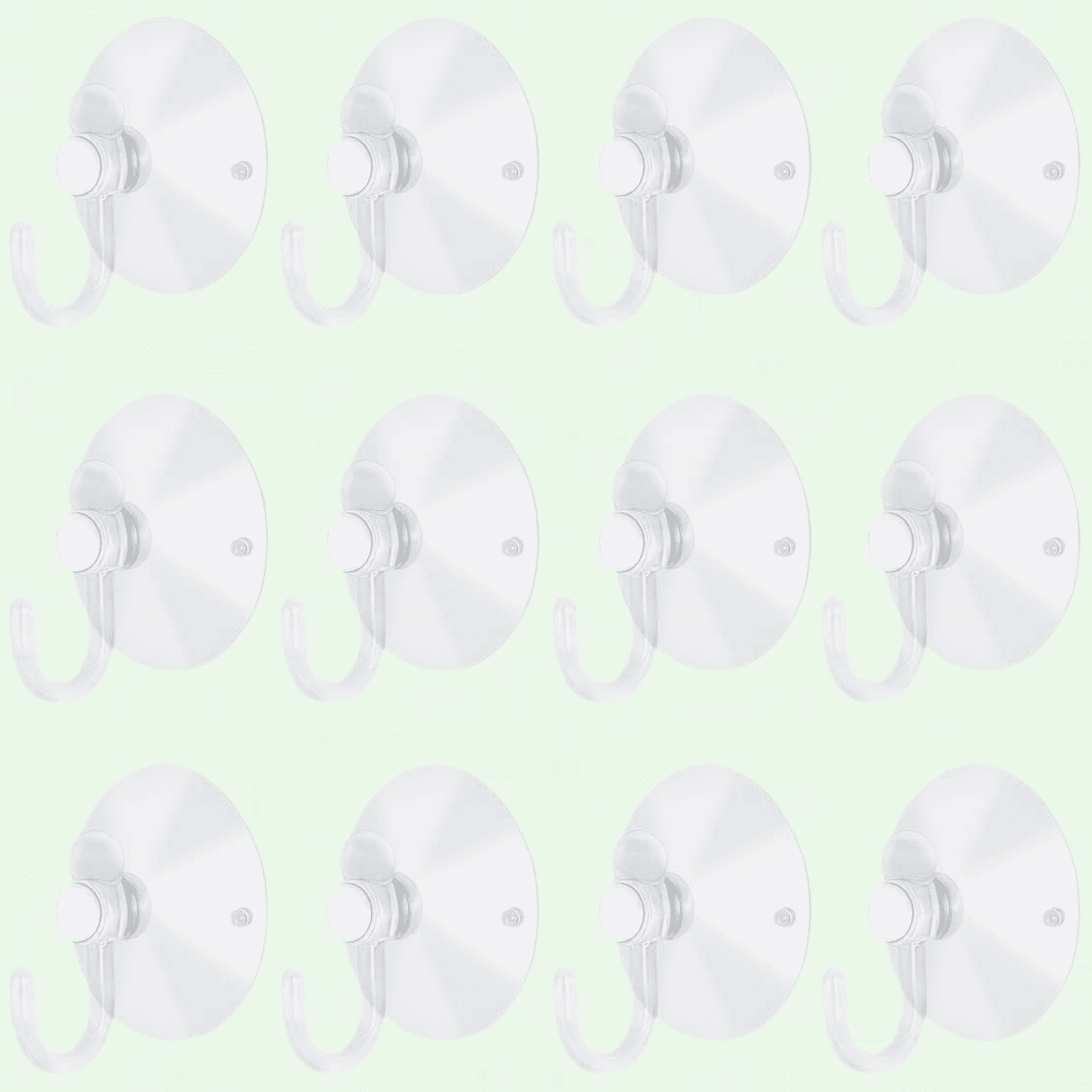 2-Inch Clear Plastic Suction Cup Hooks, Pack of 12, Ideal for Glass ...