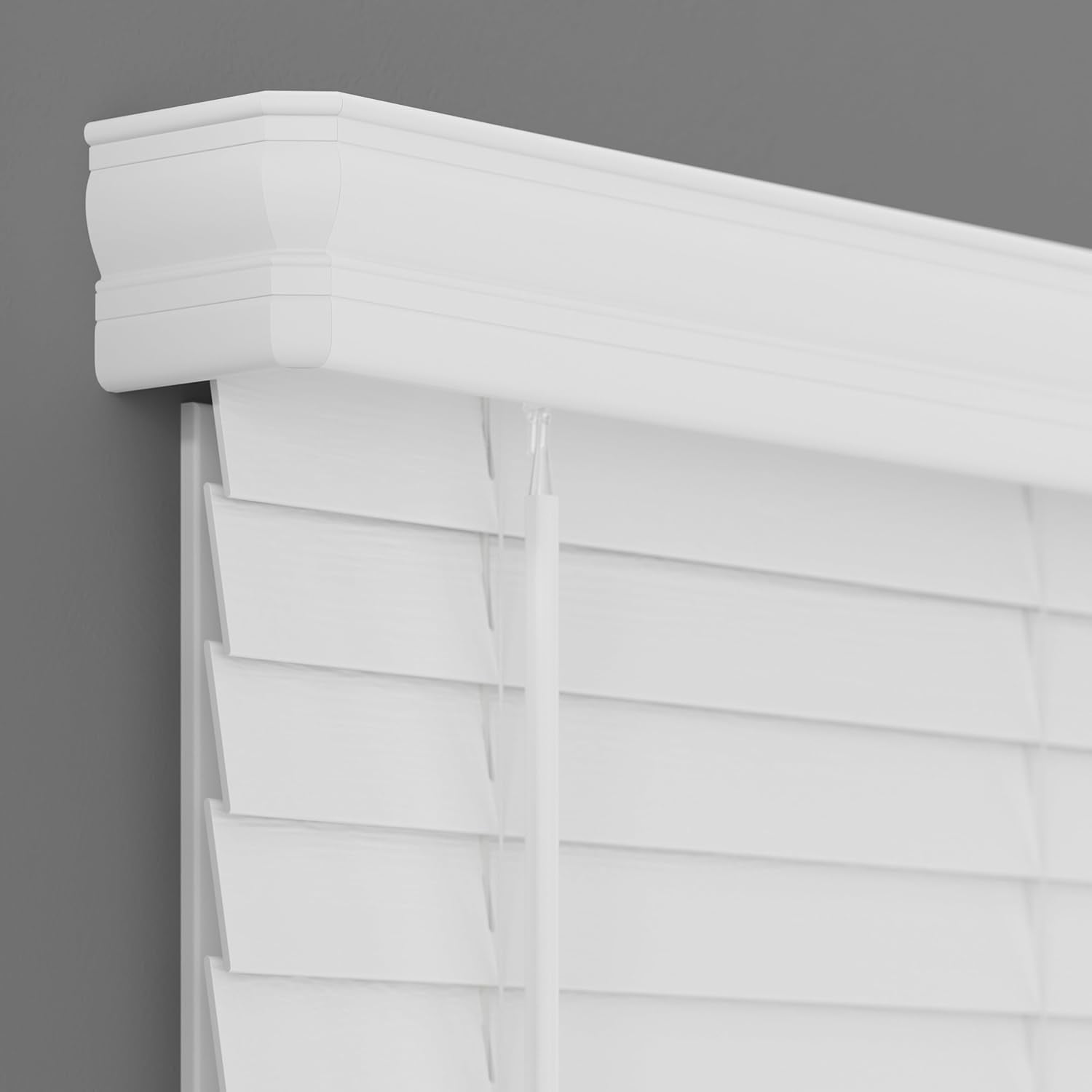 2-Inch Cordless Faux Wood Blinds, 20.5" Width x 64" Length, White - Custom Blinds for All Window ...