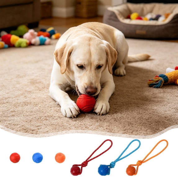 2 Inch Diameter Solid Elastic Dog Ball, Durable Pet Chew Toy, Teeth ...