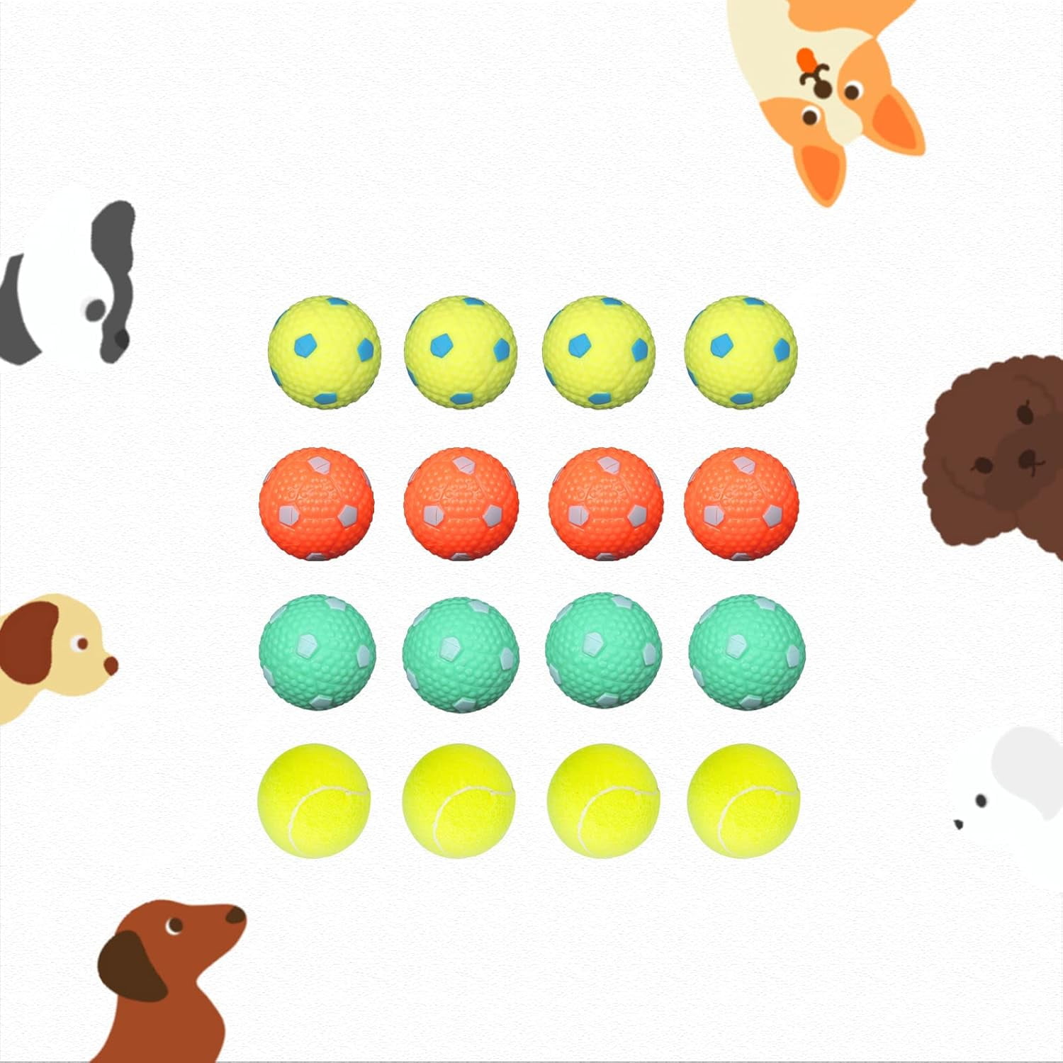 2 Inch Dog Tennis Ball Pet Toy Rubber Balls for Small Puppy Tiny Dogs ...